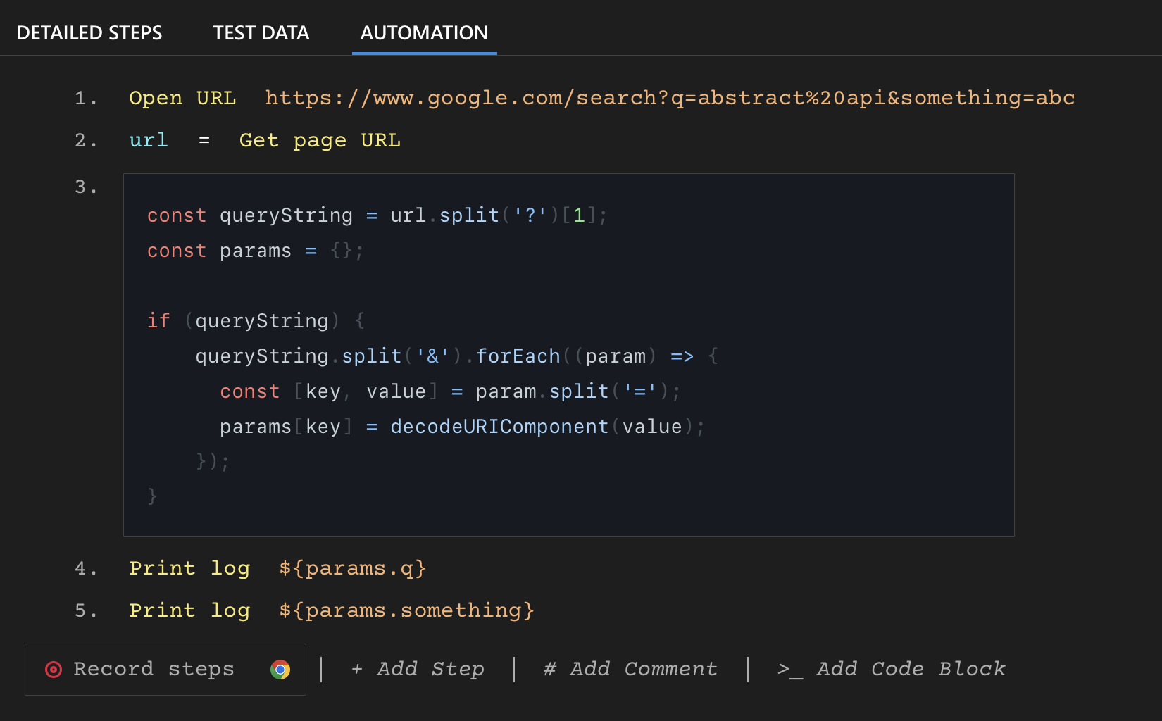 Extract query strings | DevAssure